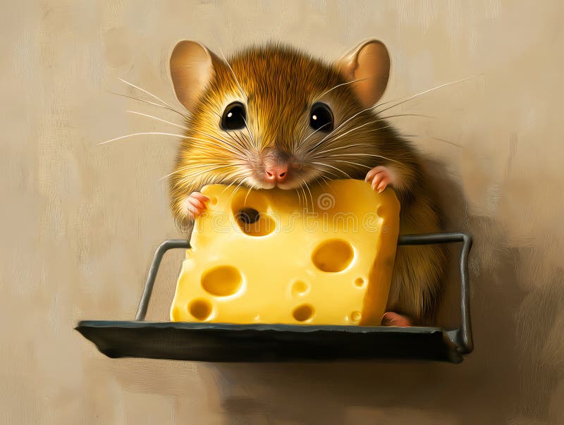 Adorable Mouse Holding Cheese in a Playful Setting Stock Illustration ...