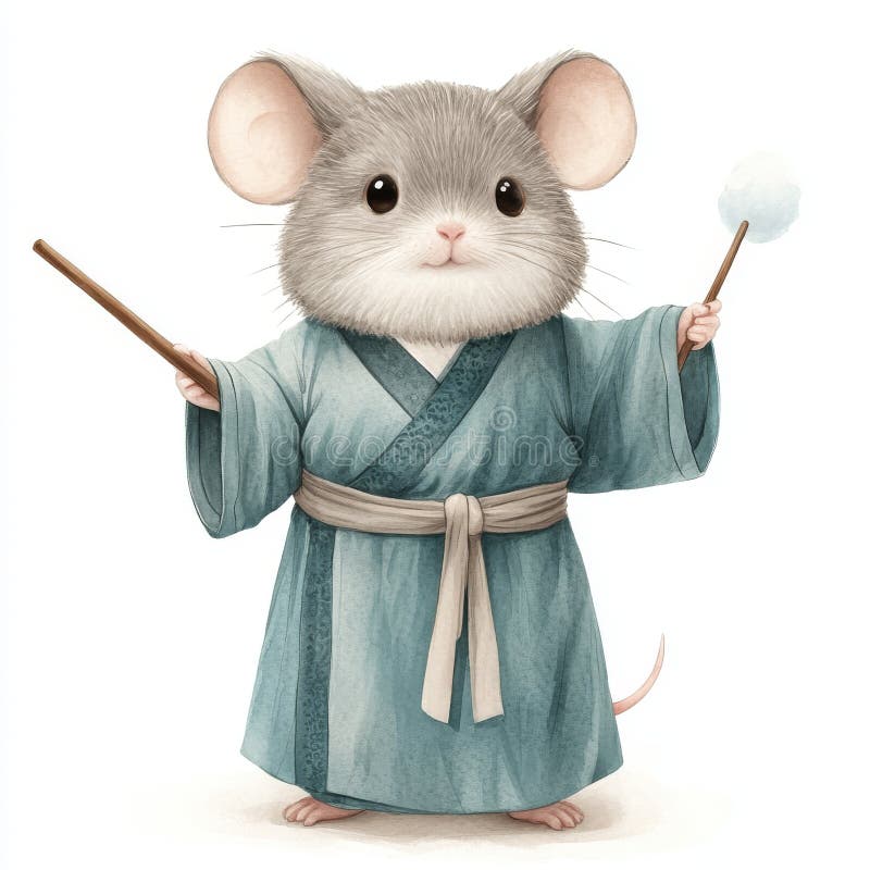 Charming Watercolor Illustration Small Mouse Stock Photos - Free ...