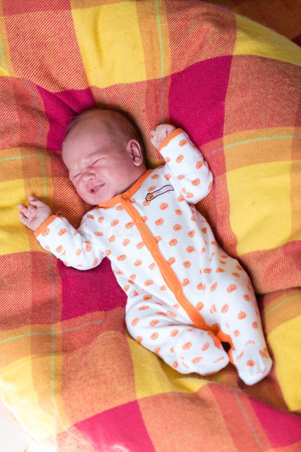 Adorable Newborn Baby Crying Stock Image - Image of person, healthy ...