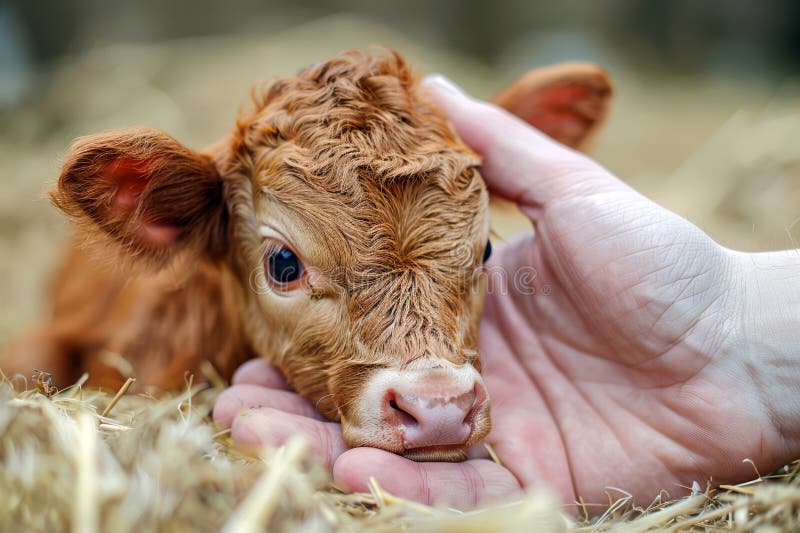Sweet Adorable Newborn Calf at the Farm Stock Illustration ...
