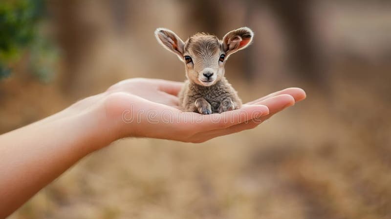 Adorable Newborn Goat Resting in Human Hand Close-Up Stock Video ...
