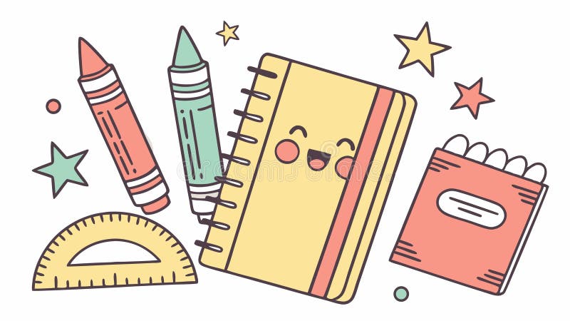 Adorable Notebook Pencils: Fun Study Time, Vector Design Generative AI ...