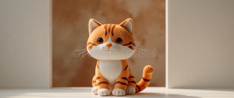Adorable Orange and Brown Tabby Cat Plush Toy. Stock Image - Image of ...