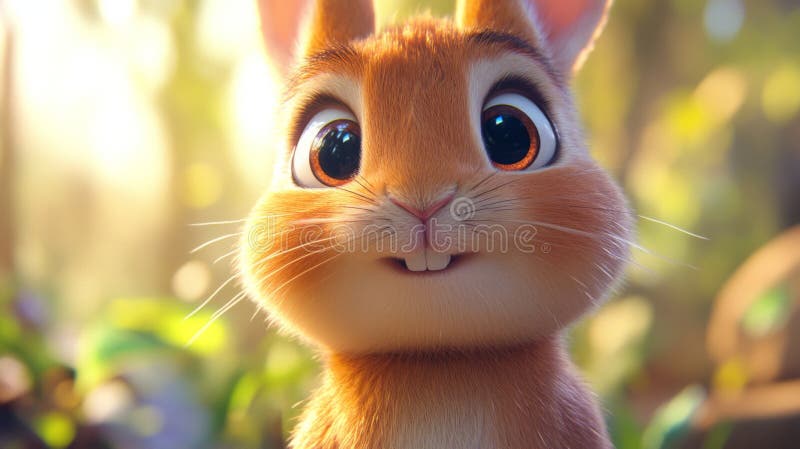 Adorable Orange Bunny Rabbit Close Up Portrait Stock Illustration ...