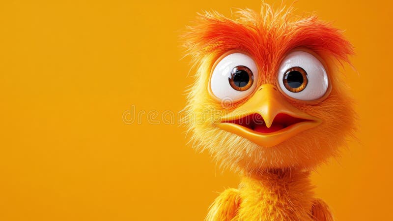 Adorable Orange Fluffy Bird Cartoon Character Stock Illustration ...