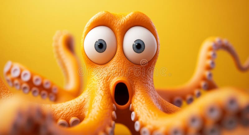 Adorable Orange Octopus Featuring Googly Eyes in a Studio Rendering ...
