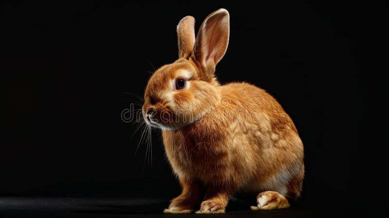 Adorable Orange Rabbit on Black Background, Generative AI Stock Photo ...
