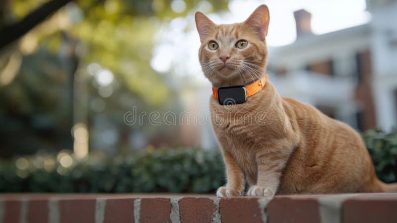 Adorable Orange Tabby Cat Sitting on a Brick Wall Outdoors Stock ...
