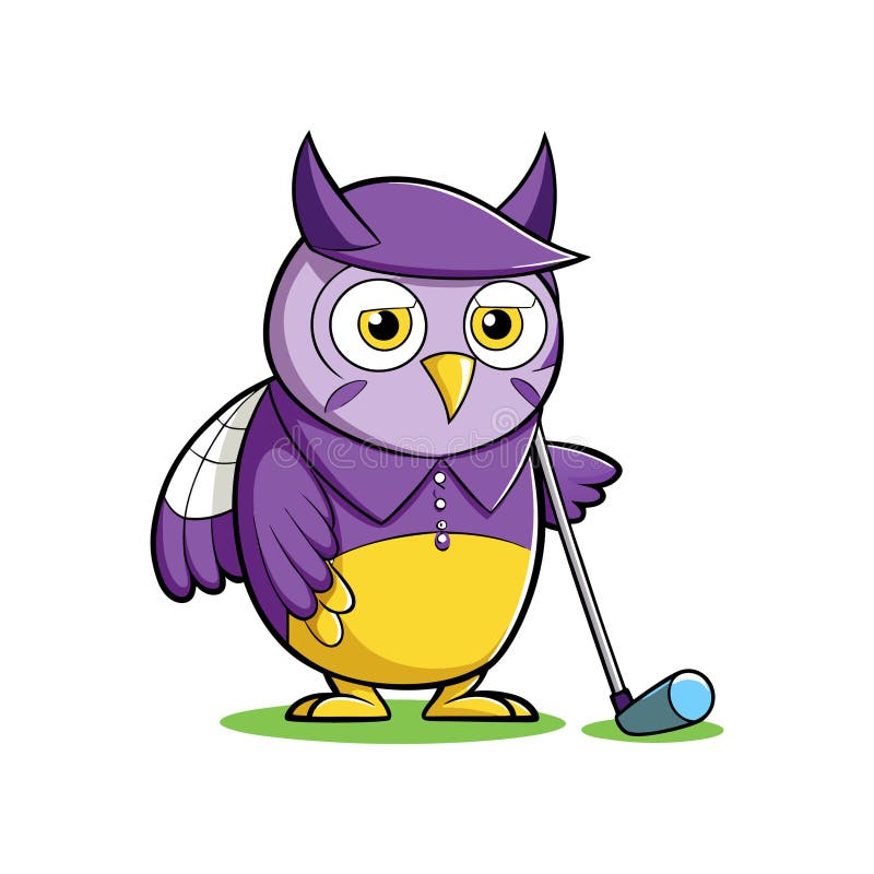 Adorable Owl on the Golf Course Stock Vector - Illustration of sports ...