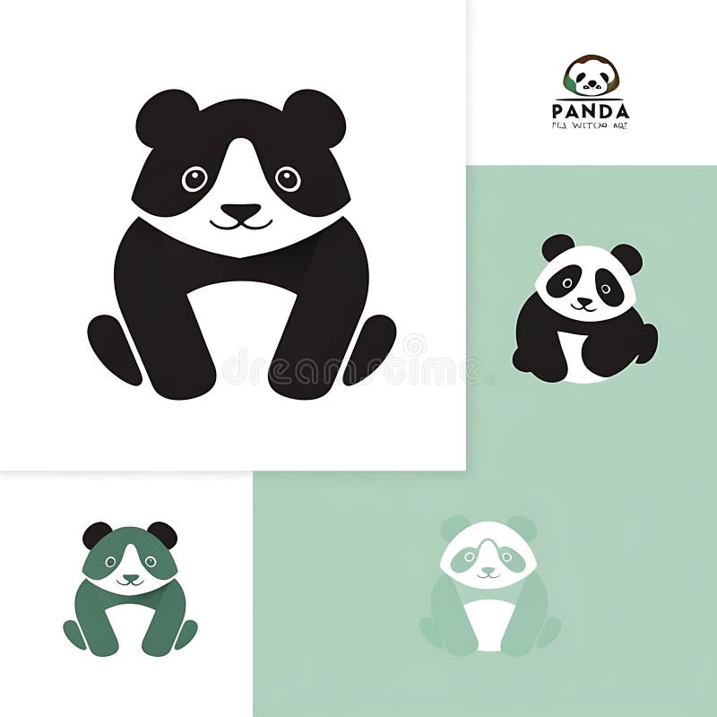 Adorable Panda Bear Logo Design Variations Stock Illustration ...