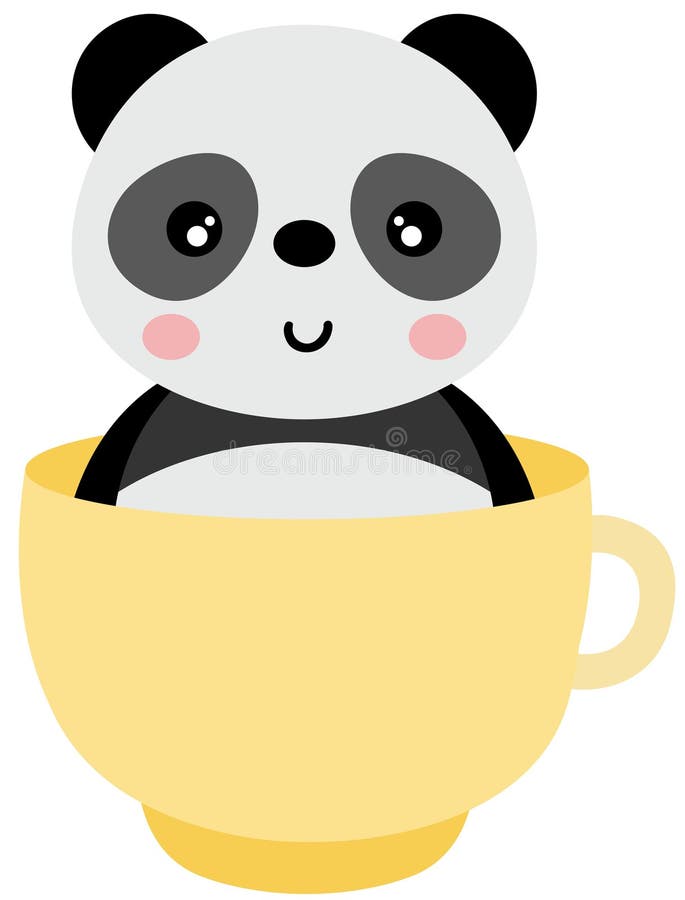 Adorable Panda Inside a Yellow Cup Stock Vector - Illustration of ...