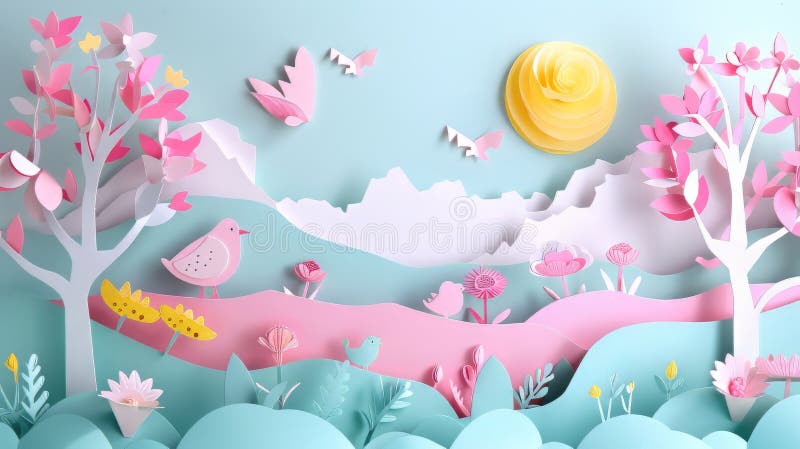 Adorable Paper Cutouts with a Transparent Surface Stock Illustration ...