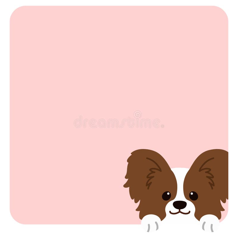Adorable Papillon Coming Out of a Square Shape Stock Vector ...