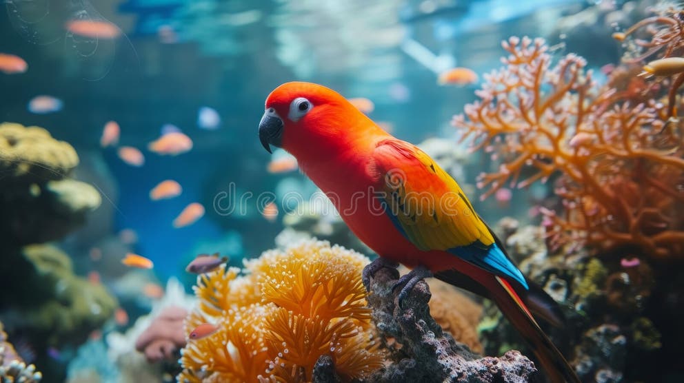 Adorable Parrot Under the Water Stock Photo - Image of parrot, ocean ...