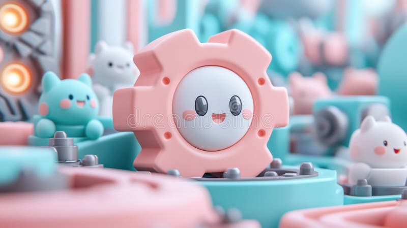 Adorable Pastel-colored Gears and Creatures Create a Whimsical, Playful ...