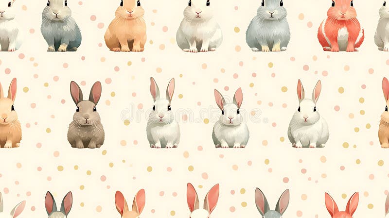 Cute Pastel Rabbits Pattern for Fun Decor Stock Illustration ...