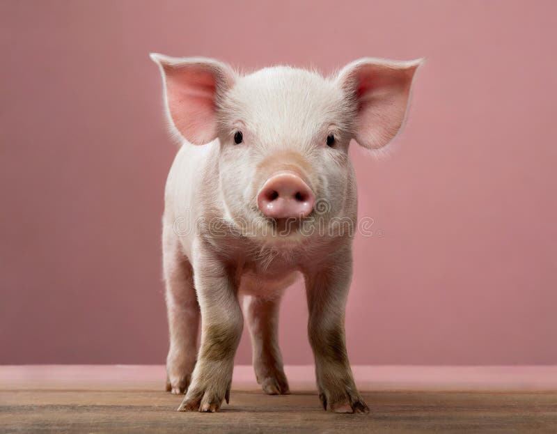 Adorable Piglet Standing Against a Pink Background in Studio Setting ...
