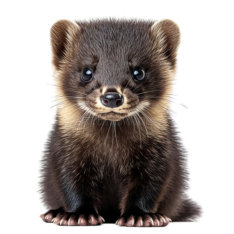 Adorable Pine Marten Portrait. Isolated on White, Perfect for Adding ...