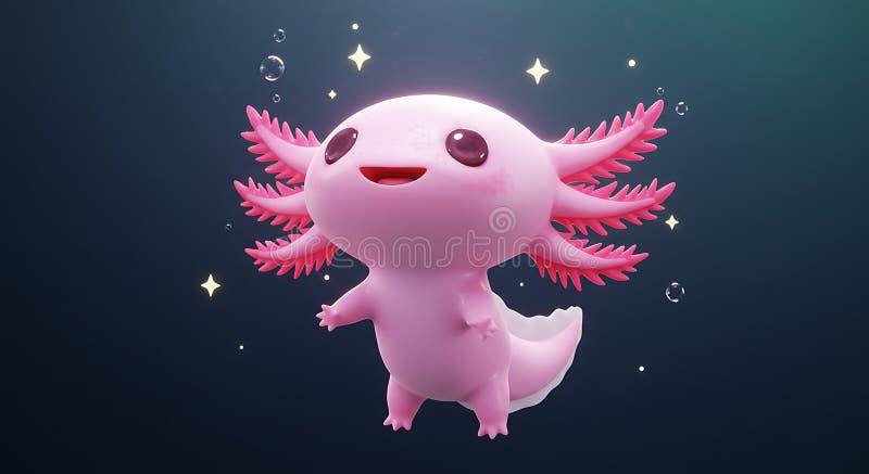 Adorable Pink Axolotl: a Whimsical 3D Render Stock Illustration ...