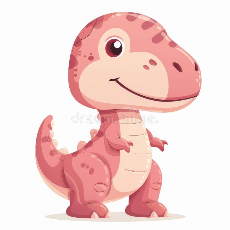 Adorable Pink Baby T-Rex Illustration with Friendly Expression on Clean ...