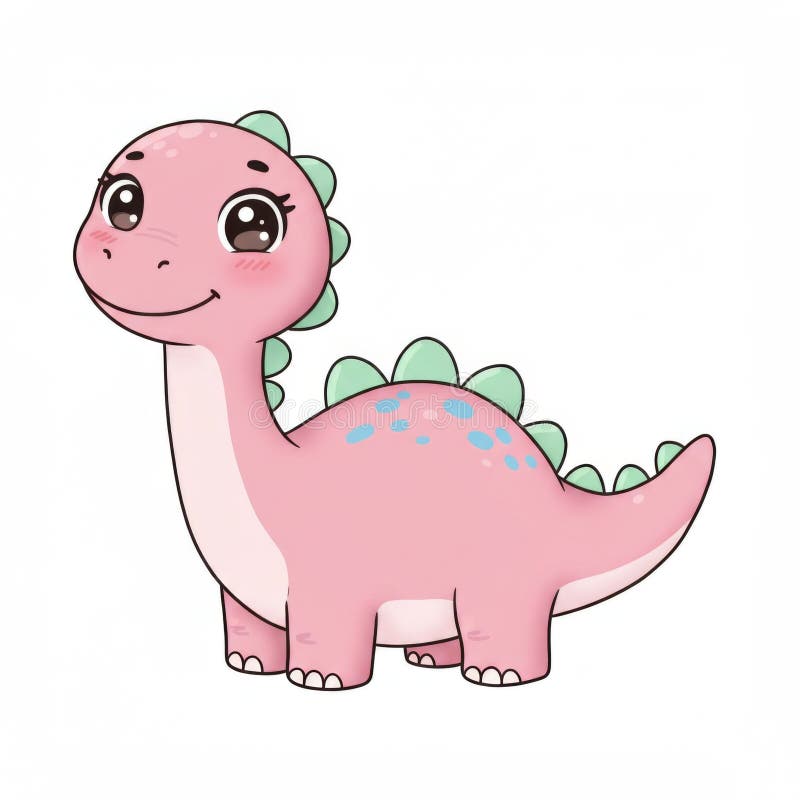 Adorable Pink Cartoon Dinosaur Illustration Stock Illustration ...