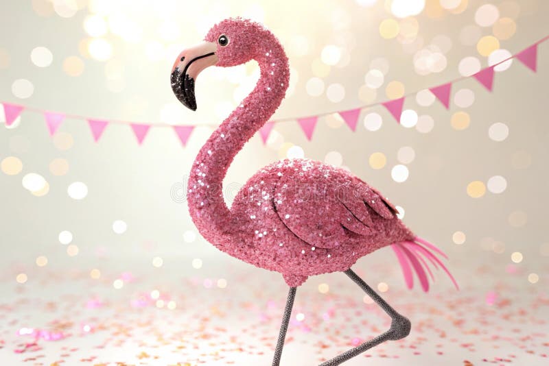 Adorable Pink Glitter Flamingo, a Festive 3D Render - Generated by Ai ...