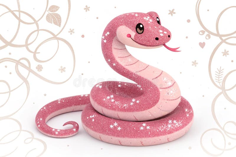 Adorable Pink Glitter Snake, a Festive 3D Render - Generated by Ai ...
