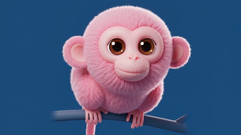 Pink Fuzzy Monkey stock illustration. Illustration of digital - 373464779