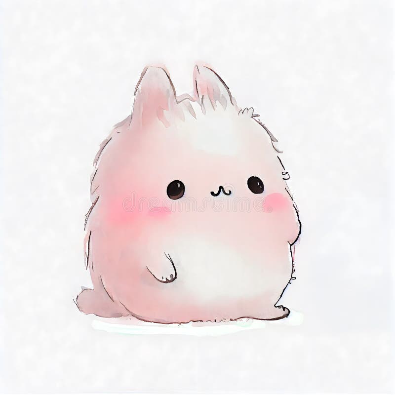 Adorable Pink Rabbit Isolated on White Background Stock Illustration ...