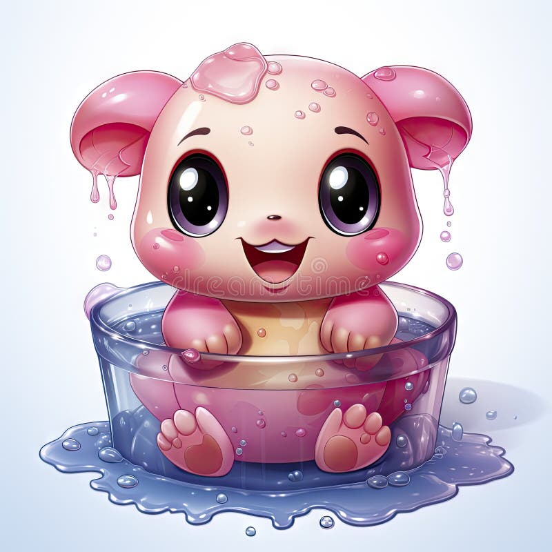 Adorable Pink Turtle in Water, Surrounded by Bubbles and Plants, with a ...