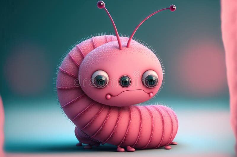 A Adorable Pink Worm is Depicted Digitally Stock Illustration ...