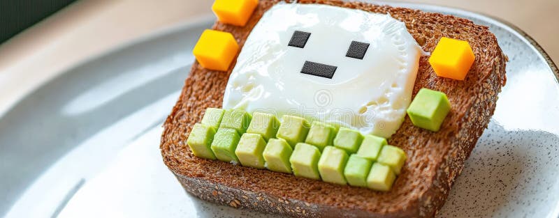 Cute Pixel Art Toast with Egg, Avocado, and Cheese Stock Illustration ...