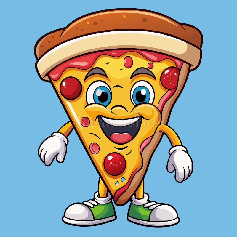 Adorable Pizza Mascot Illustration Holding a Pizza Stick Stock Vector ...