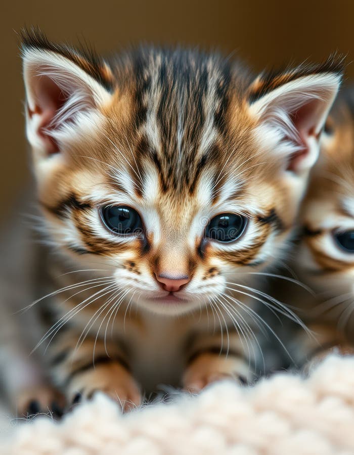 Adorable Playful Kittens Exploring a Cozy Indoor Setting on a Soft ...