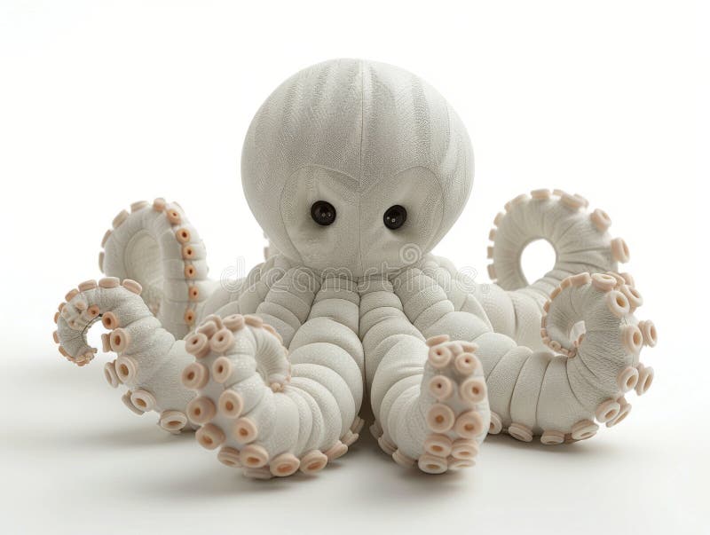 Adorable Plush Octopus Toy with Realistic Tentacles on White Background ...