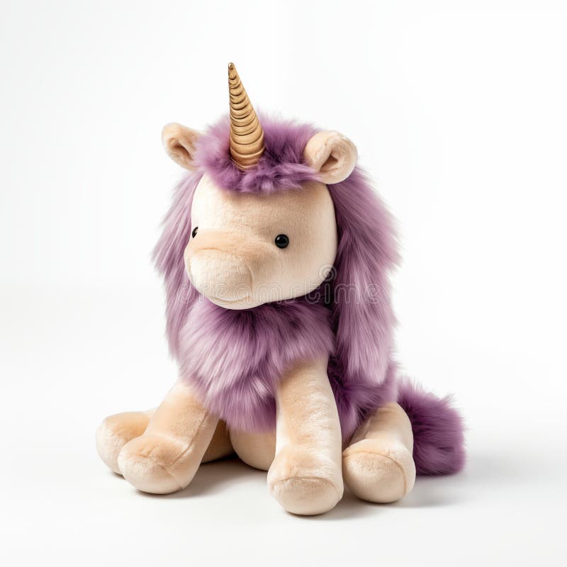 Adorable Plush Unicorn Toy with Purple Mane Stock Illustration ...