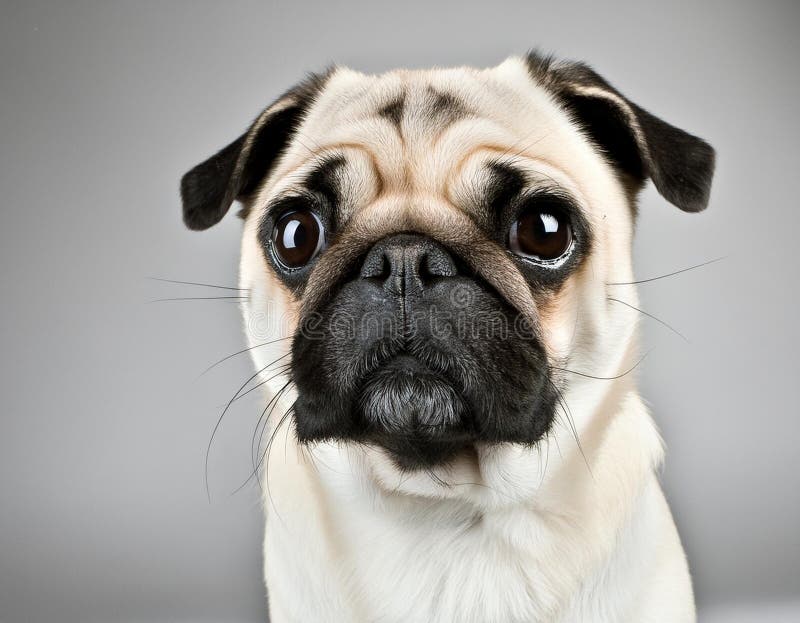 Adorable Pug Portrait with Intense Gaze in Studio Setting Stock ...