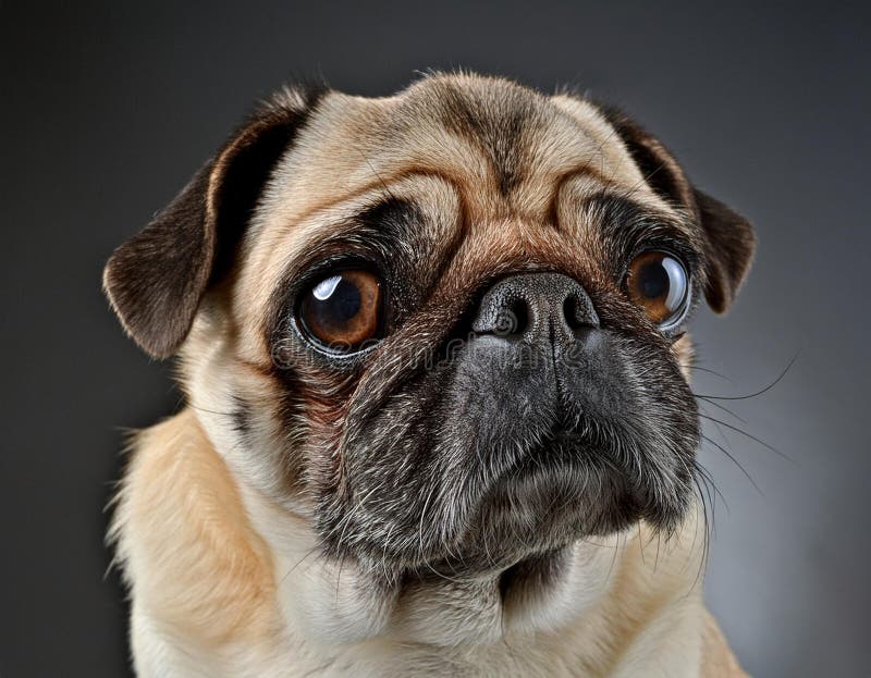 Adorable Pug Portrait with Intense Gaze in Studio Setting Stock ...