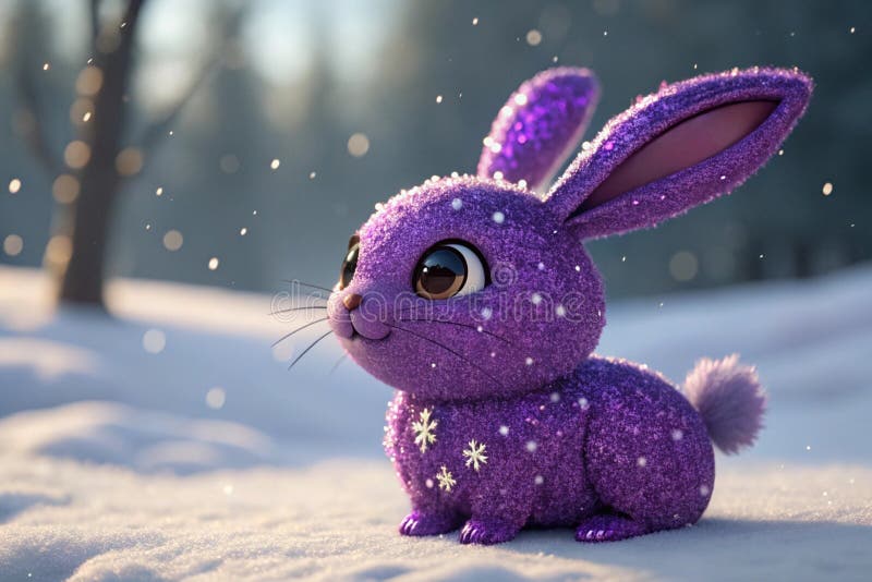 Adorable Purple Glitter Bunny, a Festive 3D Render - Generated by Ai ...