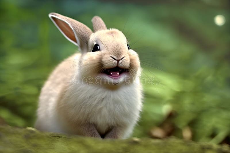 An Adorable Rabbit with a Big Smile on Its Face Stock Illustration ...