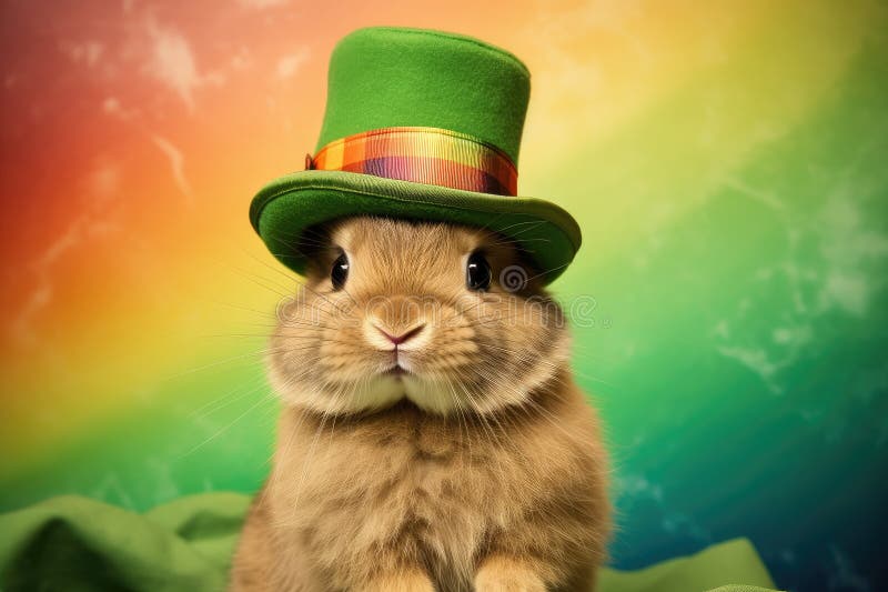 Adorable Rabbit Donning a Green Cap for St. Patrick S Celebration ...