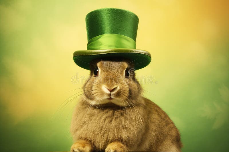 Adorable Rabbit Donning a Green Cap for St. Patrick S Celebration ...