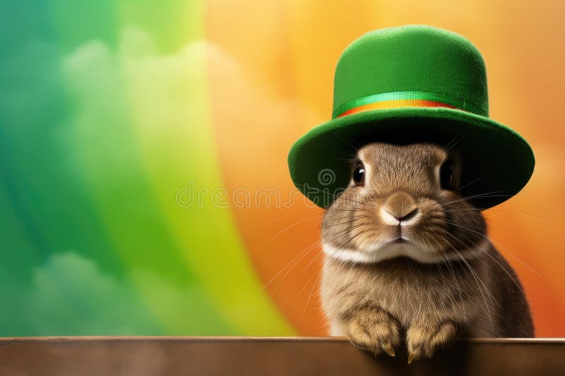 Adorable Rabbit Donning a Green Cap for St. Patrick S Celebration ...