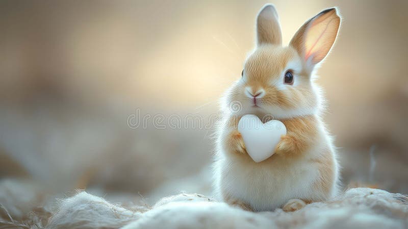 Adorable Rabbit Holding a Heart, Symbolizing Love and Affection in ...