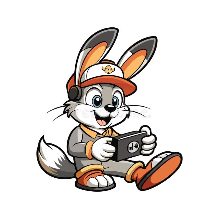 Adorable Rabbit Intervening in Gaming Fun Stock Vector - Illustration ...