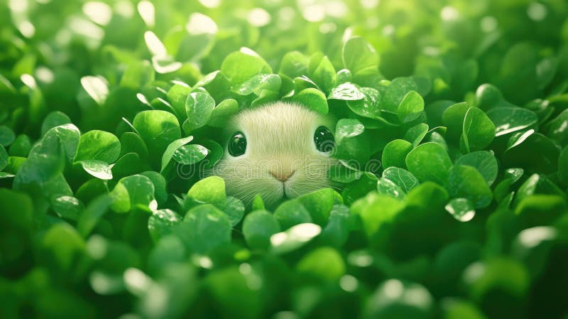 Lush Clover Field with Golden Sunset and Glowing Bokeh Lights. Saint ...