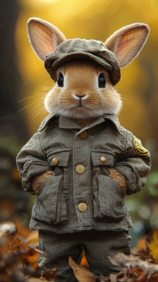 Adorable Rabbit in Scout Uniform, Playful and Charming in Nature Stock ...