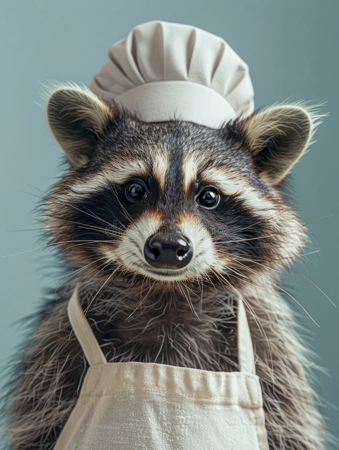 Adorable Raccoon Dressed Chef Apron Hat Stock Photos - Free & Royalty ...
