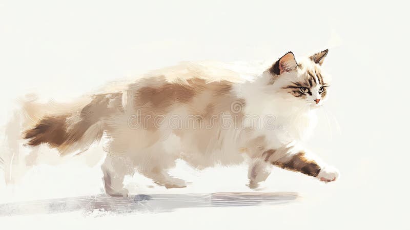 Adorable Ragdoll Cat Walking on White Background Stock Photo - Image of ...