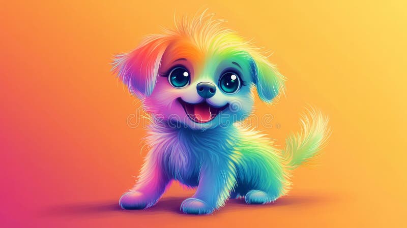 Adorable Rainbow Colored Puppy on a Gradient Background. Cute and ...